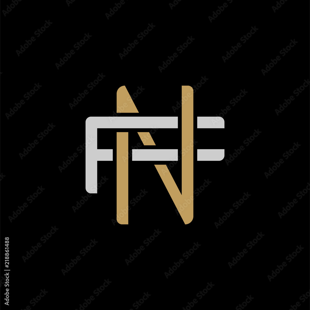 Initial letter F and N, FN, NF, overlapping interlock logo, monogram ...