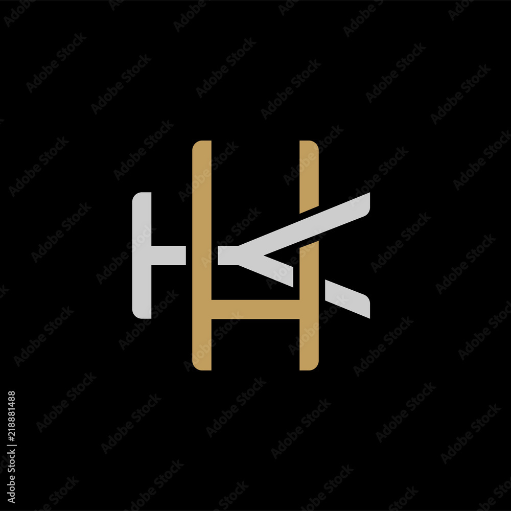 Initial letter K and H, KH, HK, overlapping interlock logo, monogram ...