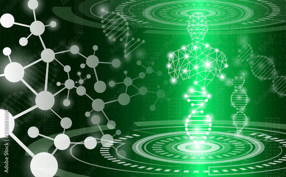abstract background technology concept in green light,human body heal ...