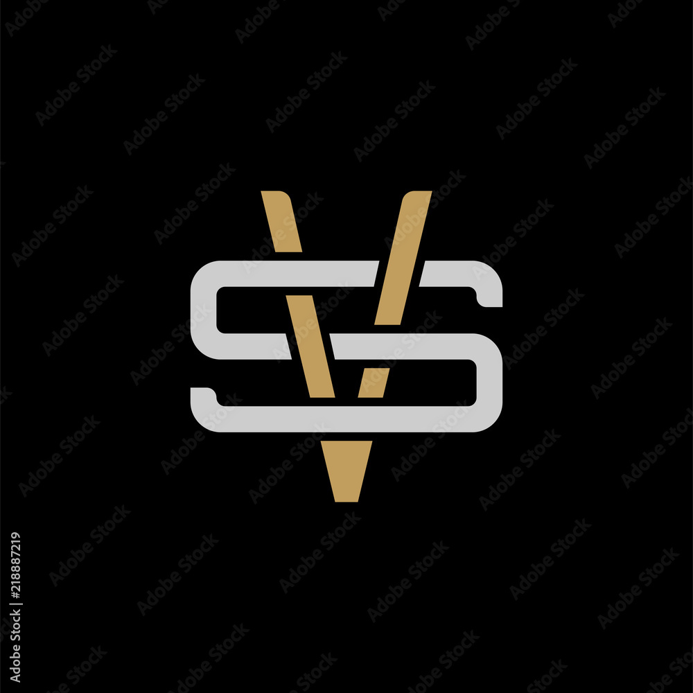 Initial letter S and V, SV, VS, overlapping interlock logo, monogram ...