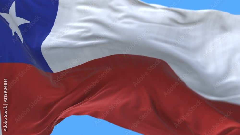 4k seamless Close up of Chile flag waving in wind.A fully digital ...