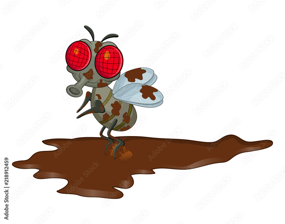 dirty fly cartoon character vector design isolated on white background ...