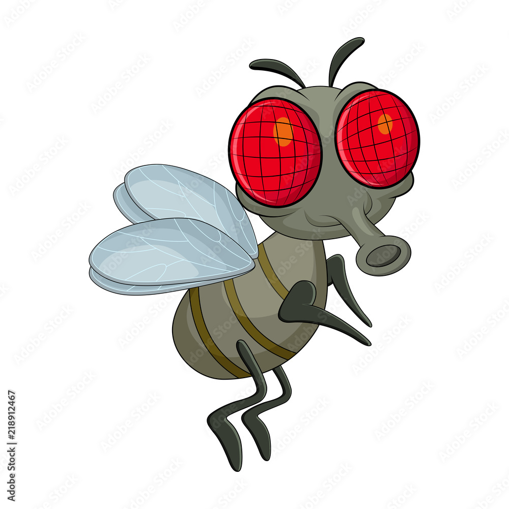 fly cartoon character vector design isolated on white background Stock ...