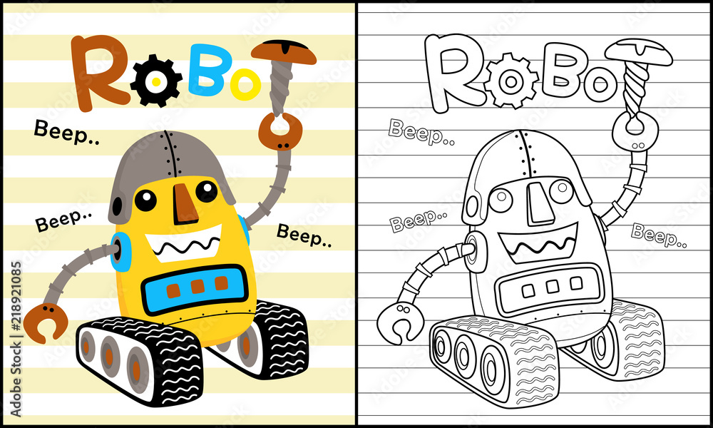 Coloring book vector with vehicle robot cartoon Stock Vector | Adobe Stock