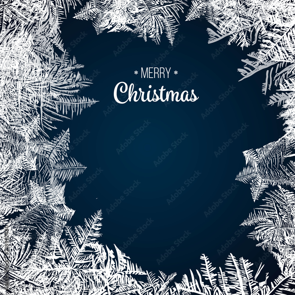 Frost glass pattern. Winter frame on transparent background. Vector ...