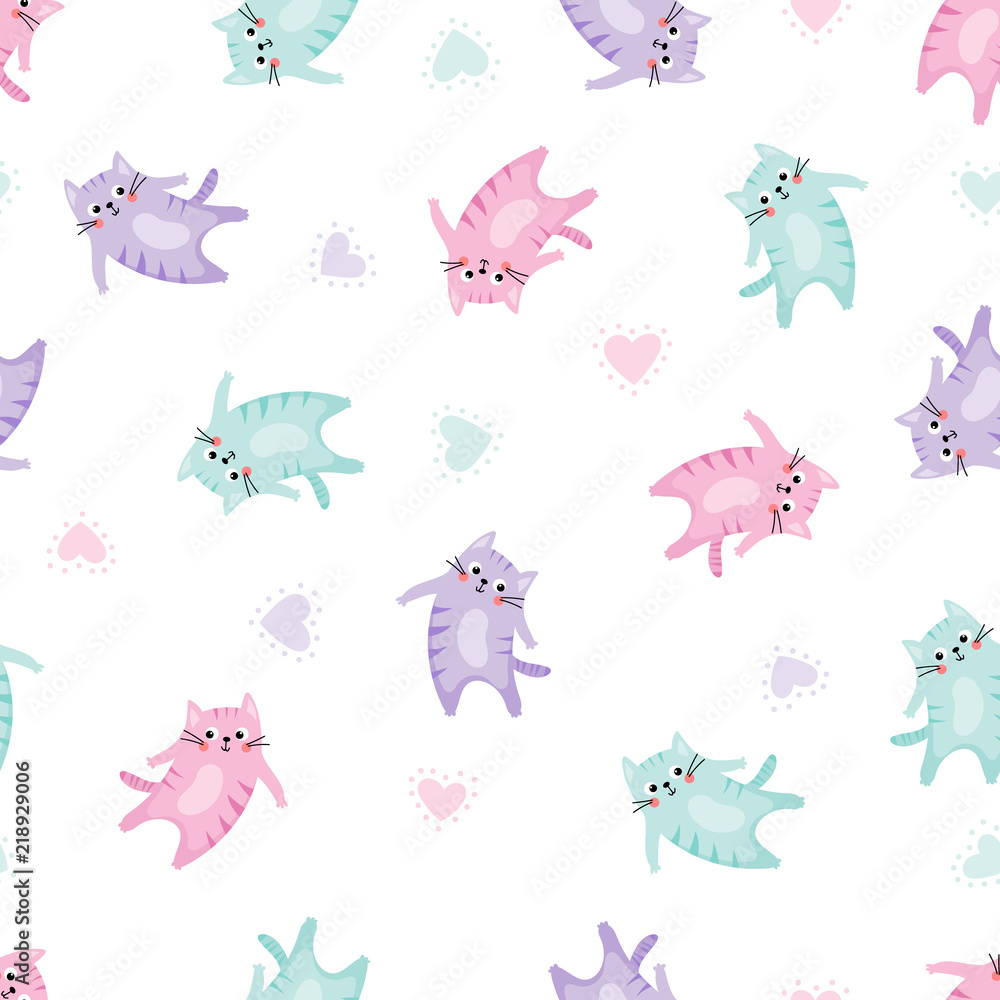 Seamless background with cats for kids Stock Vector | Adobe Stock