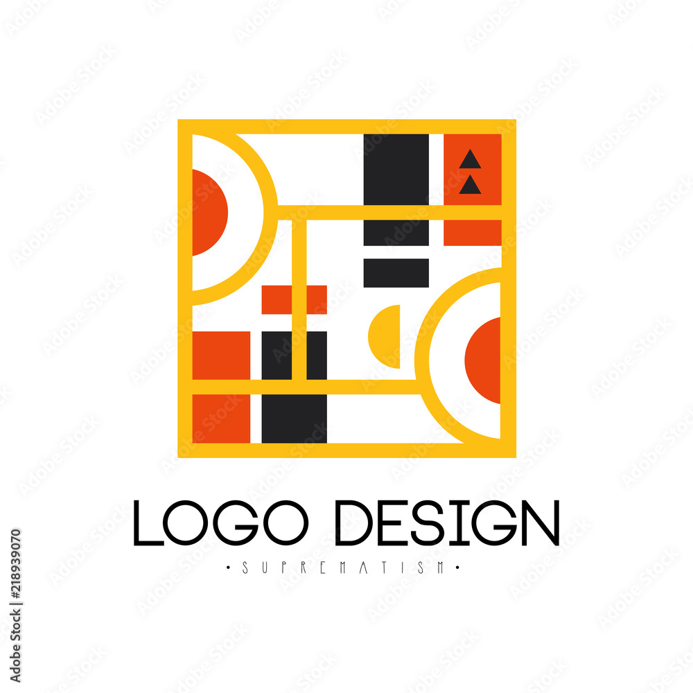 Suprematism logo design, abstract geometric template can be used for ...