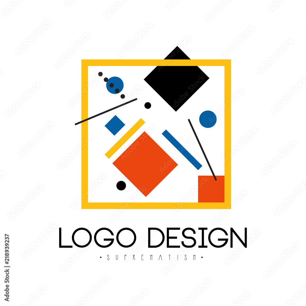 Suprematism logo design, abstract geometric template for brand identity ...