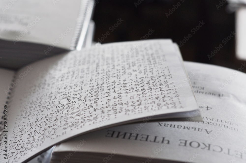 Braille book, open braille bible, Braille page, book for the blind ...