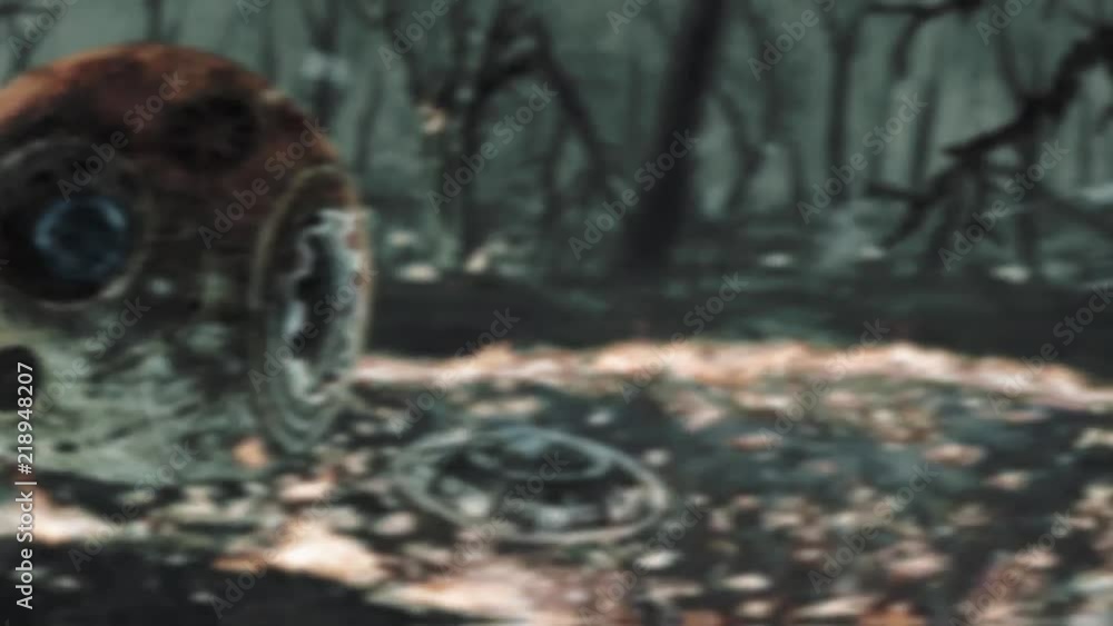 Alien wolf emerges from the capsule and jumps. Animation in genre of ...