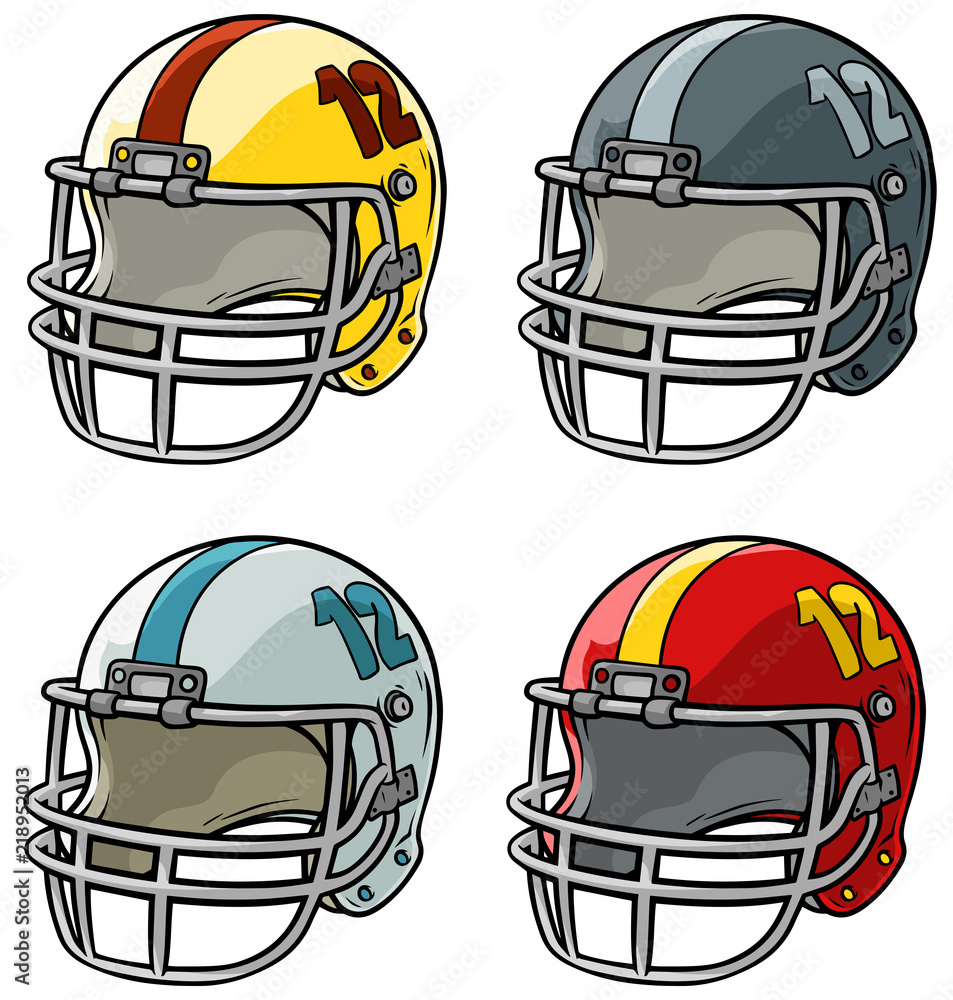Cartoon american football helmet vector icon set Stock Vector | Adobe Stock