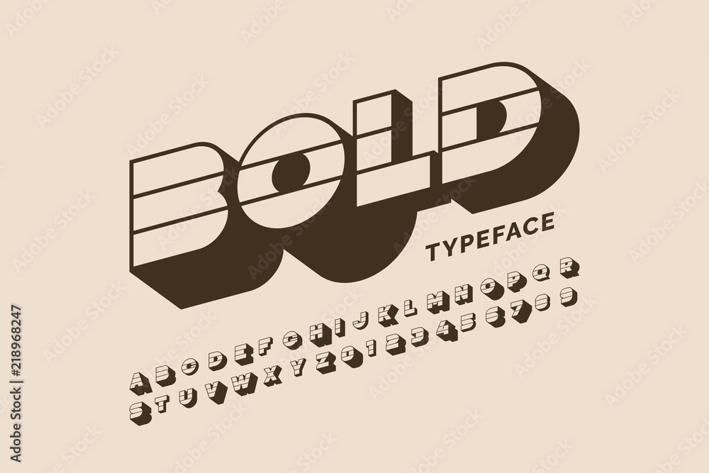 Modern bold typeface font design, alphabet letters and numbers Stock ...