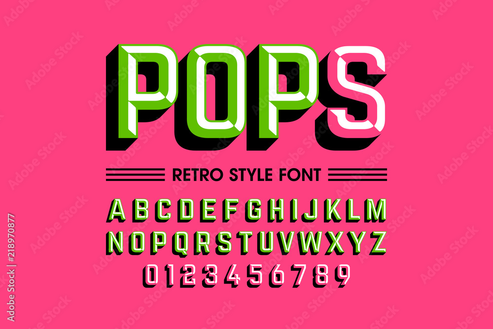 Trendy style pop art font, alphabet letters and numbers Stock Vector ...