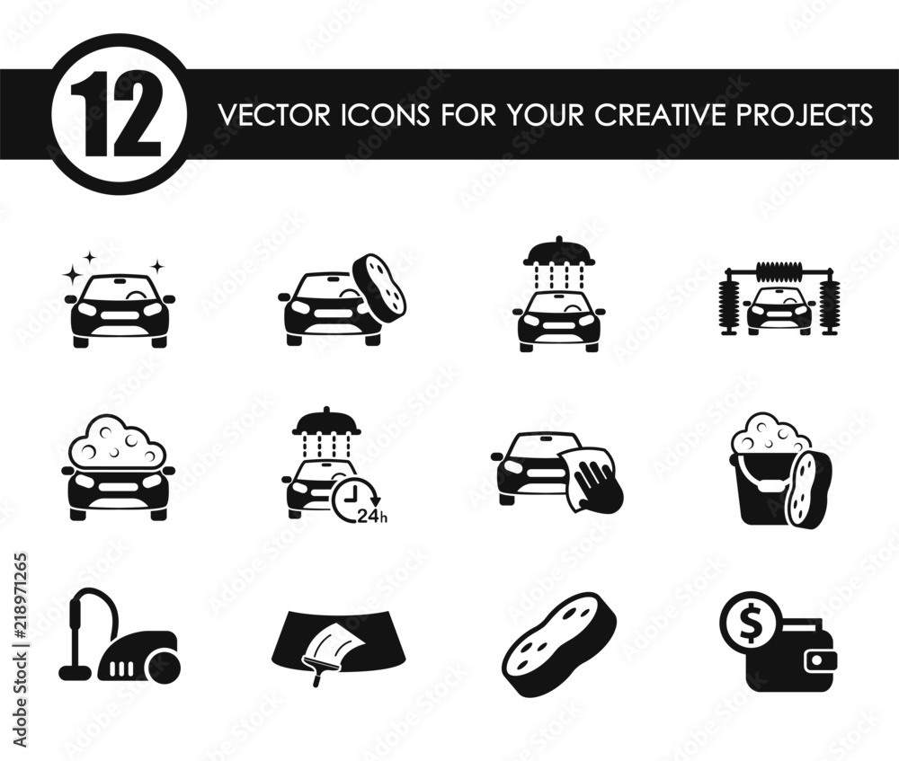 Car Wash Vector Icons