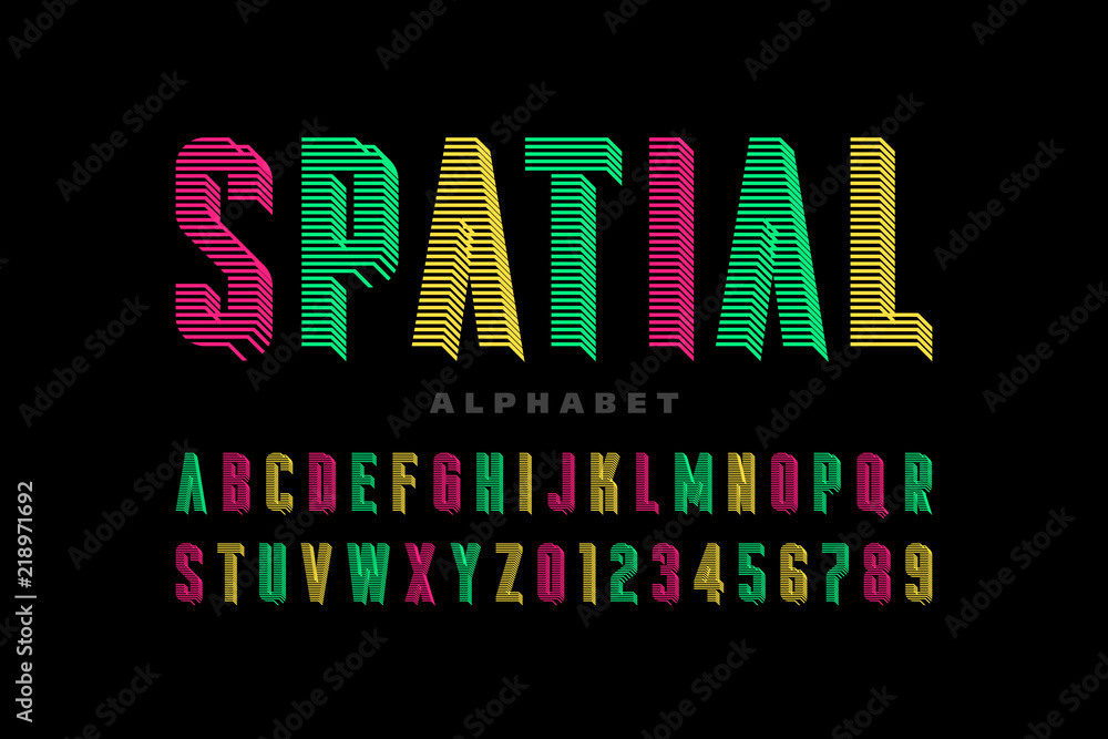Stylised 3d font, alphabet letters and numbers Stock Vector | Adobe Stock