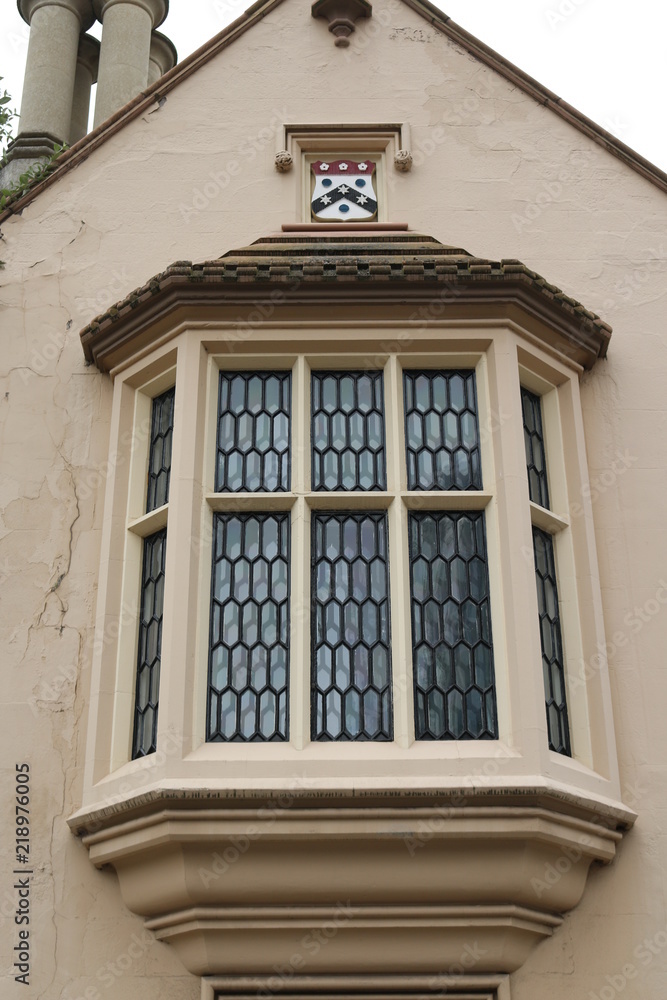 Stone Tudor bay window from a hospital in England. Large bay window ...