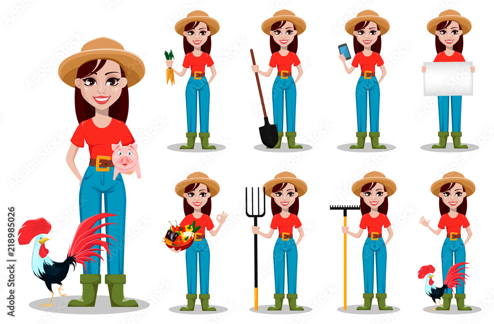 Lady Farmer Cartoon