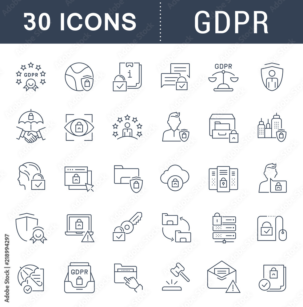 Set Vector Line Icons of GDPR. Stock Vector | Adobe Stock