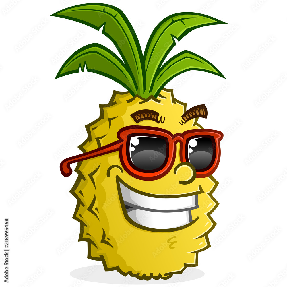 Pineapple Cartoon Character Wearing Sunglasses Stock Vector | Adobe Stock