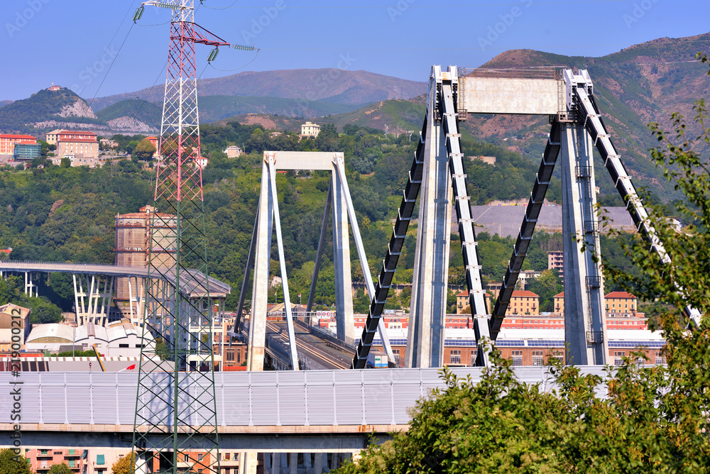 Collapsed Morandi Bridge connects the A10 motorway collapsed due to ...