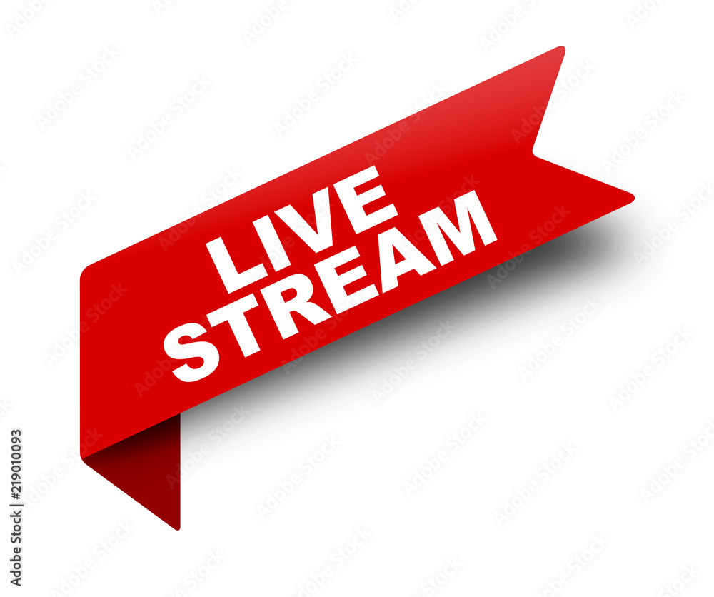 red vector banner ribbon live stream Stock Vector | Adobe Stock