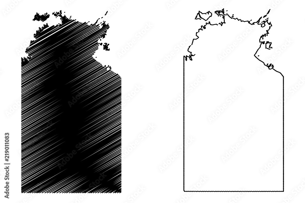 Northern Territory (Australian states and territories, NT) map vector ...