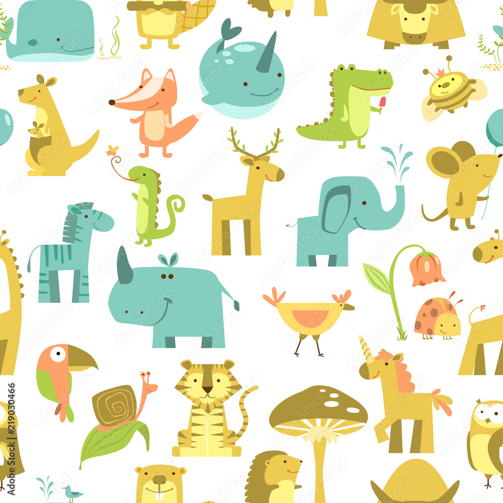 seamless pattern of animals Stock Vector | Adobe Stock