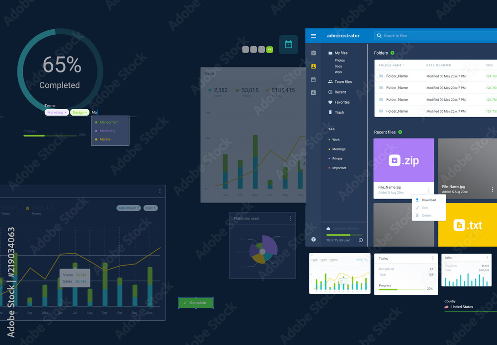 Administrator UI Components Set Stock Template | Adobe Stock