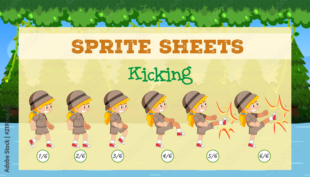 A sprite sheet kicking game template Stock Vector | Adobe Stock