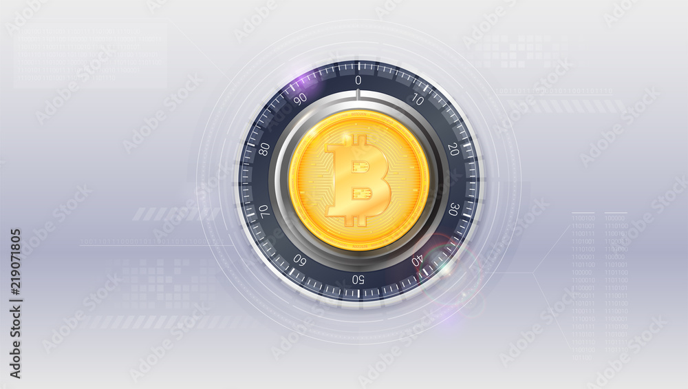 Digital concept of digital security lock. Bitcoin with UI technology ...