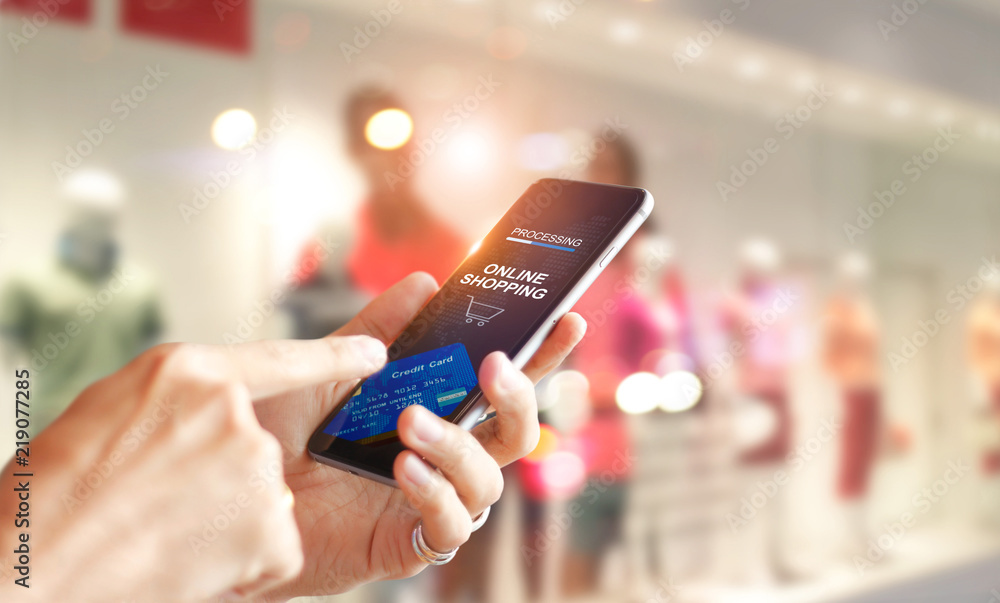 Man using mobile payments for online shopping network connection on ...