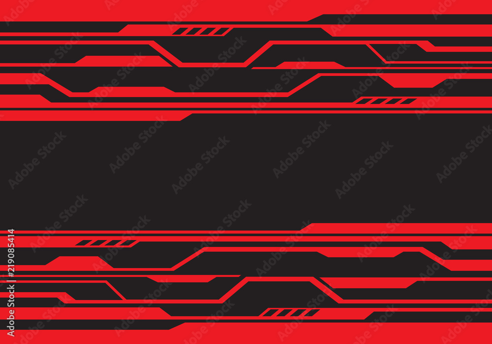Abstract red line circuit futuristic technology on black design modern ...