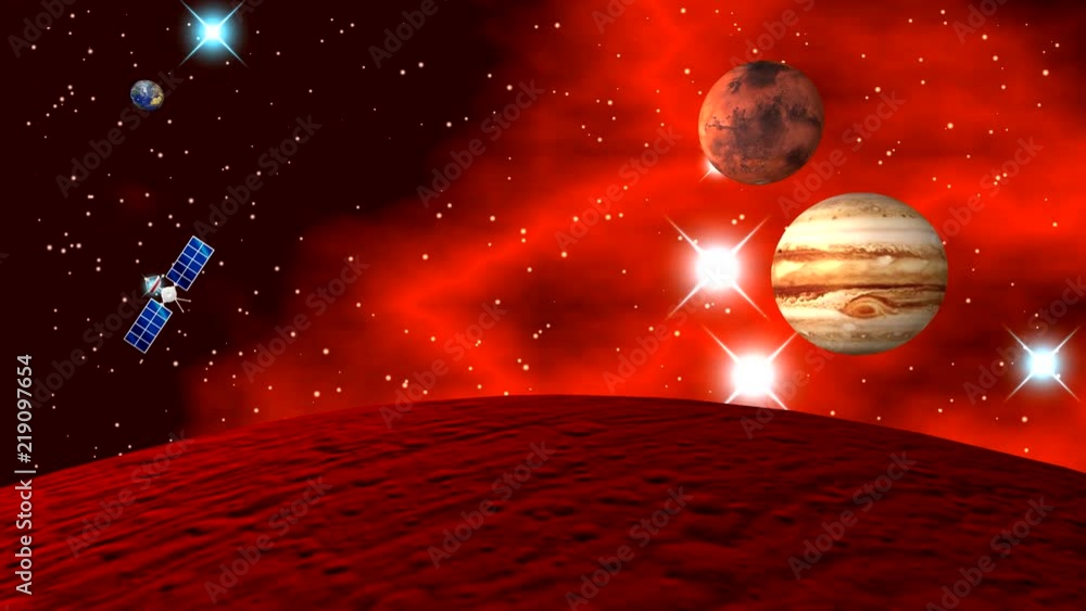 Space with bright blinking stars and a colored nebula on a black ...