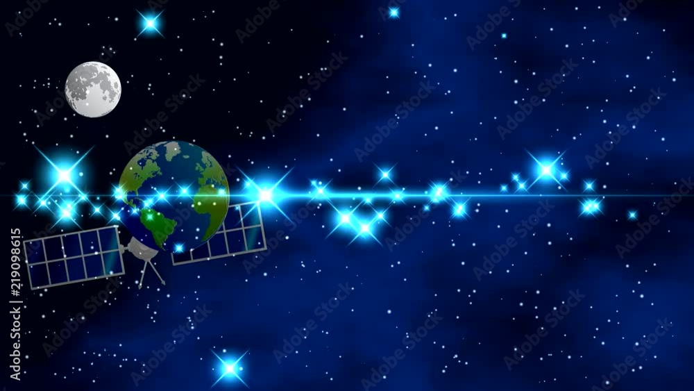 Space with bright blinking stars and a colored nebula on a black ...