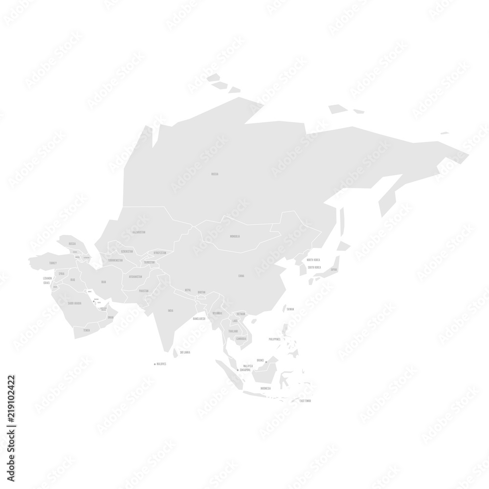 Naklejka simplified schematic map of Asia. Vector political map ... Naklejka simplified schematic map of Asia. Vector political map ...