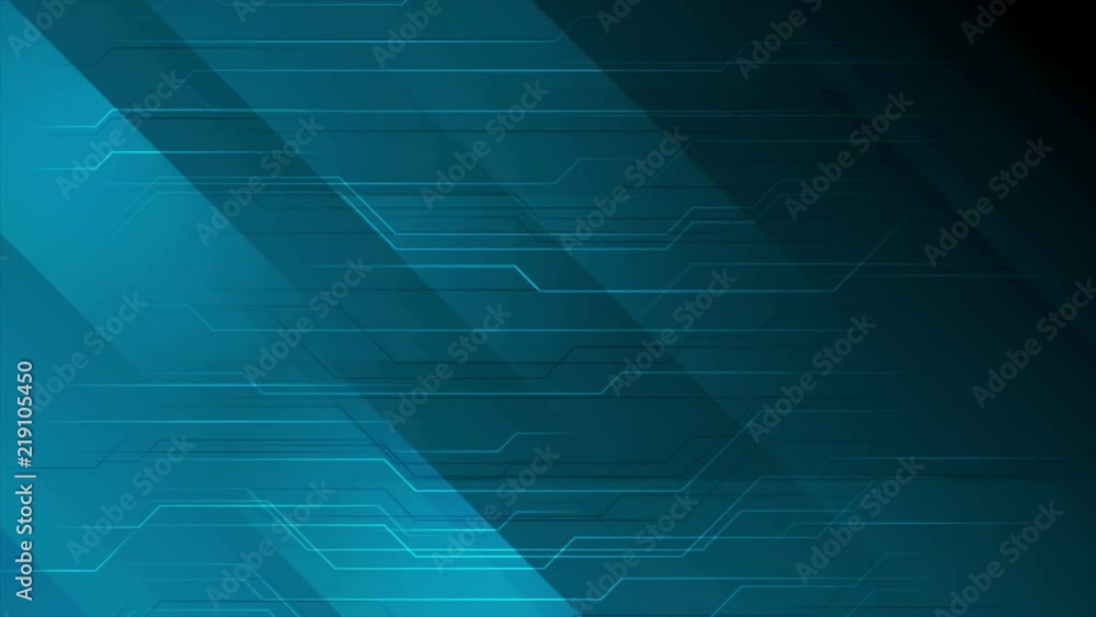 Dark blue abstract technology circuit board motion background. Seamless ...