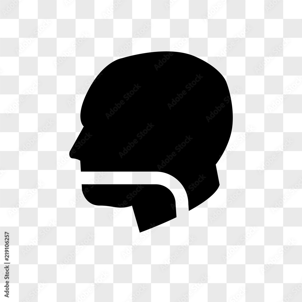 Mouth tube in bald male head vector icon on transparent background ...