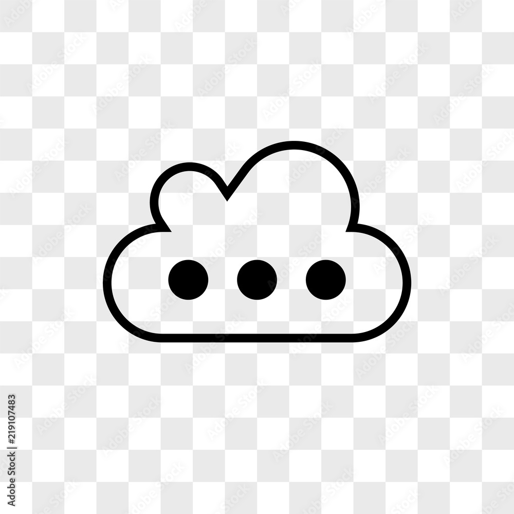 Cloud with three menu dots vector icon on transparent background, Cloud ...