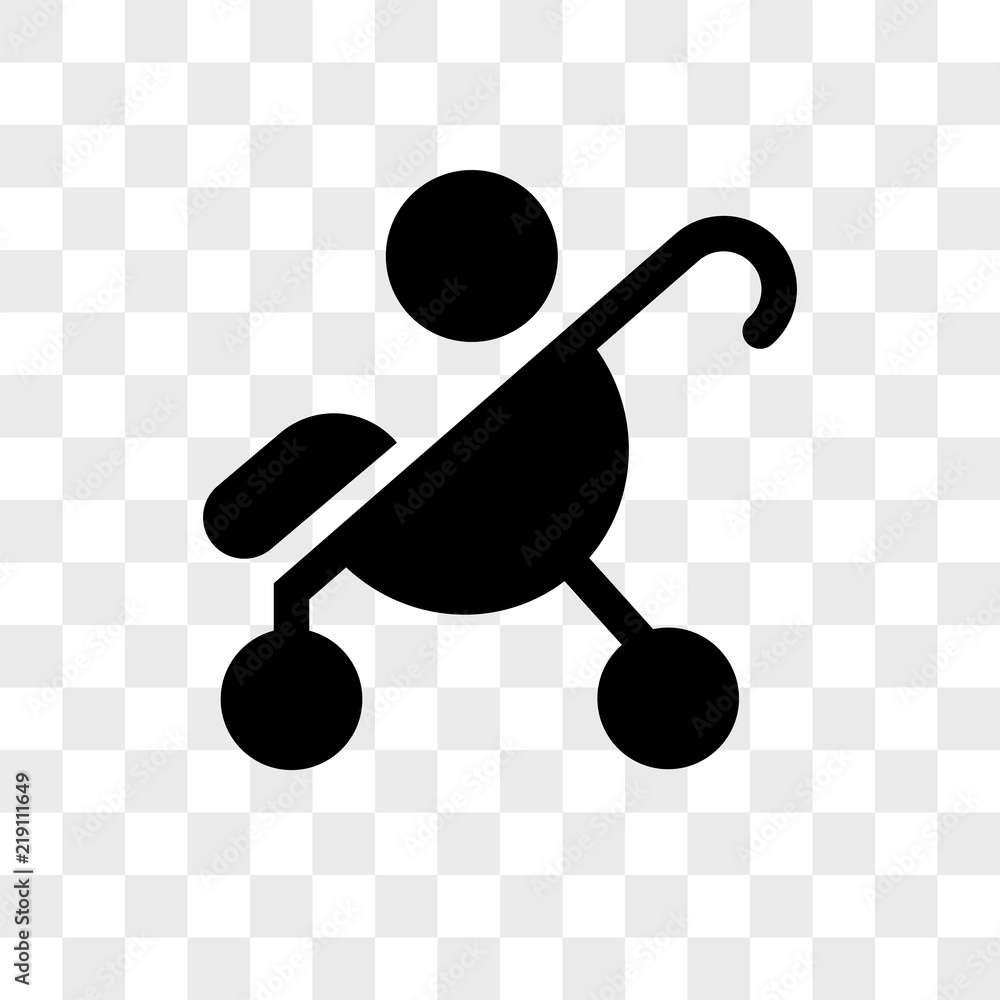 Baby on stroller side view vector icon on transparent background, Baby ...