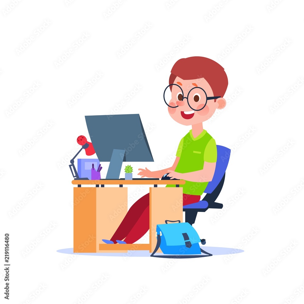 Student On Computer Clipart