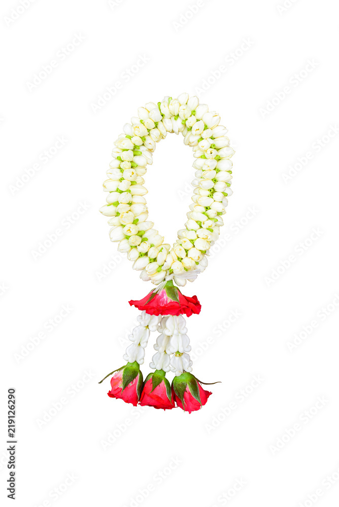Thai-Style Floral Garland or Phuang Malai Isolated on White Background ...