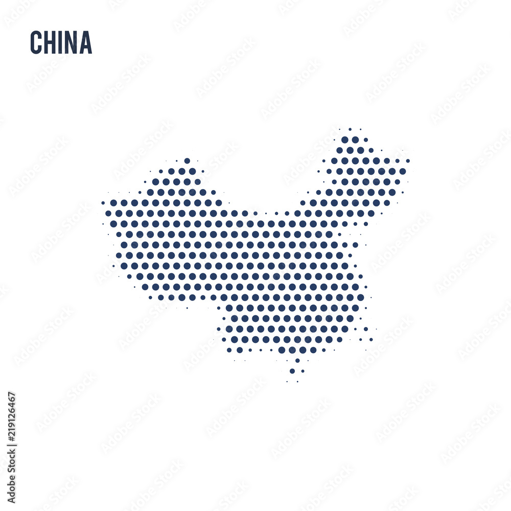 Dotted map of China isolated on white background. Stock Vector | Adobe ...