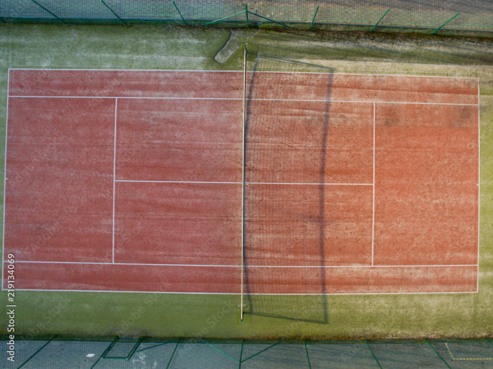 Tennis court top view. Summer photography from a bird's-eye view Stock ...