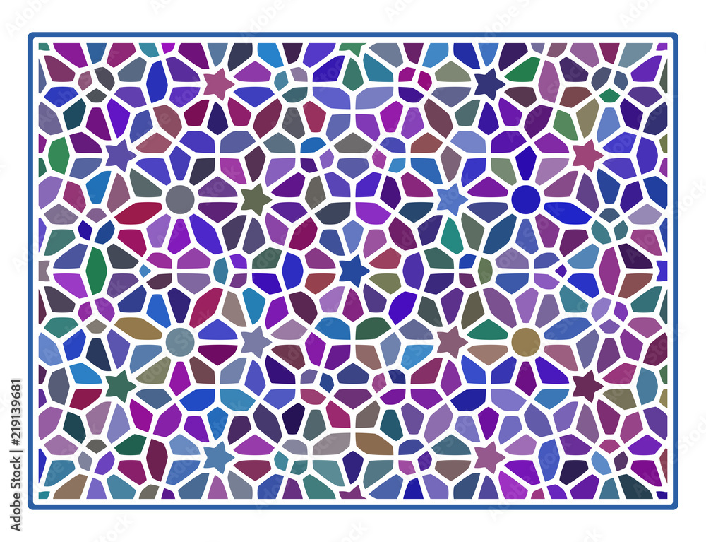 Penrose-type pattern with aperiodic color fill. Vector illustration ...