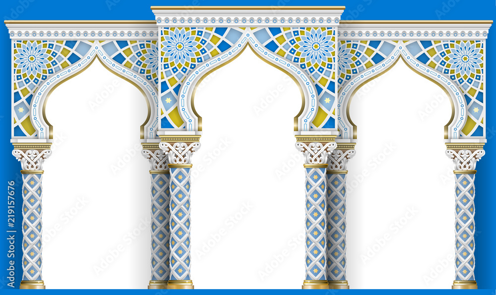 Eastern arch of the mosaic. Carved architecture Stock Vector | Adobe Stock