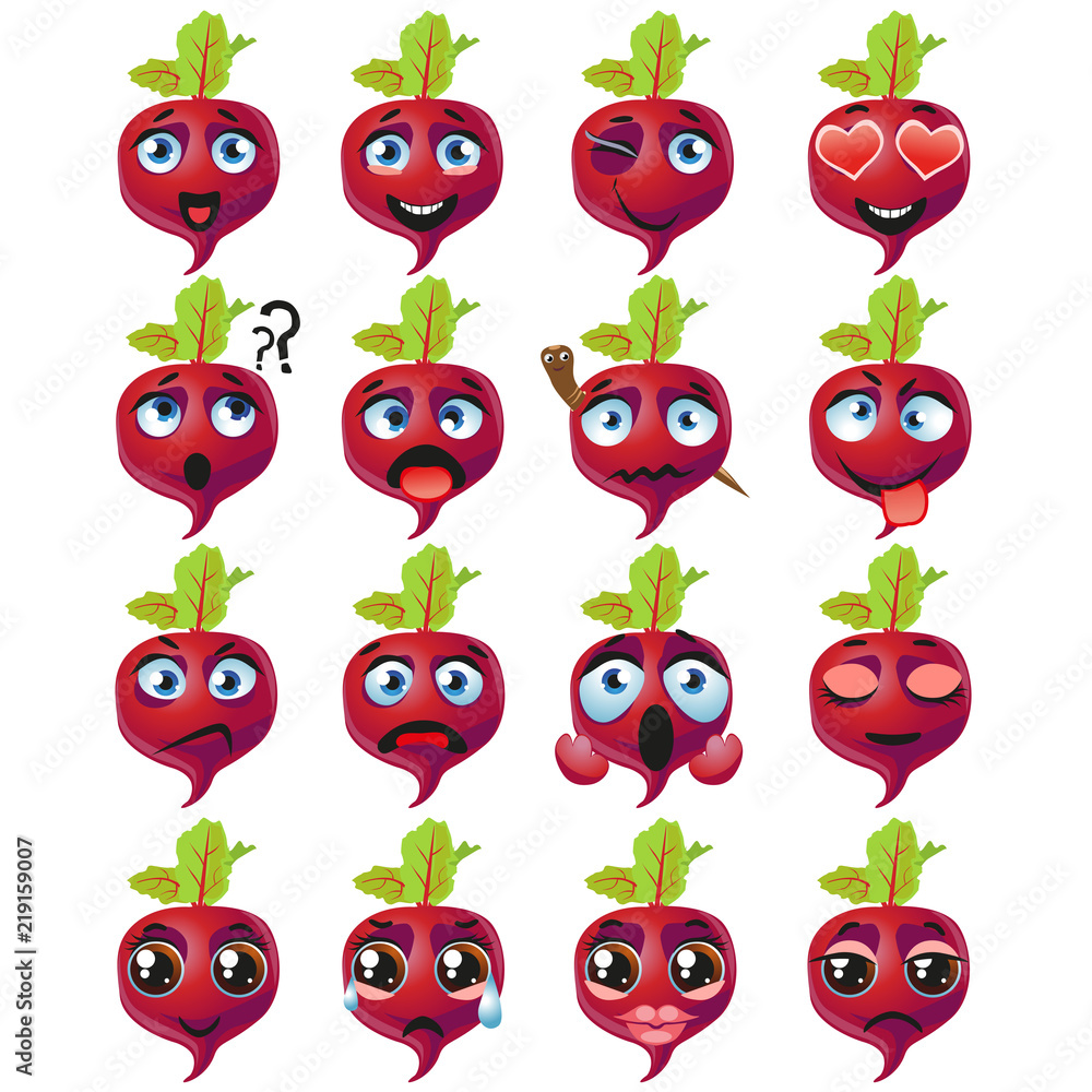 Beetroot Emoji Emoticon Expression. Funny cute food Stock Vector ...