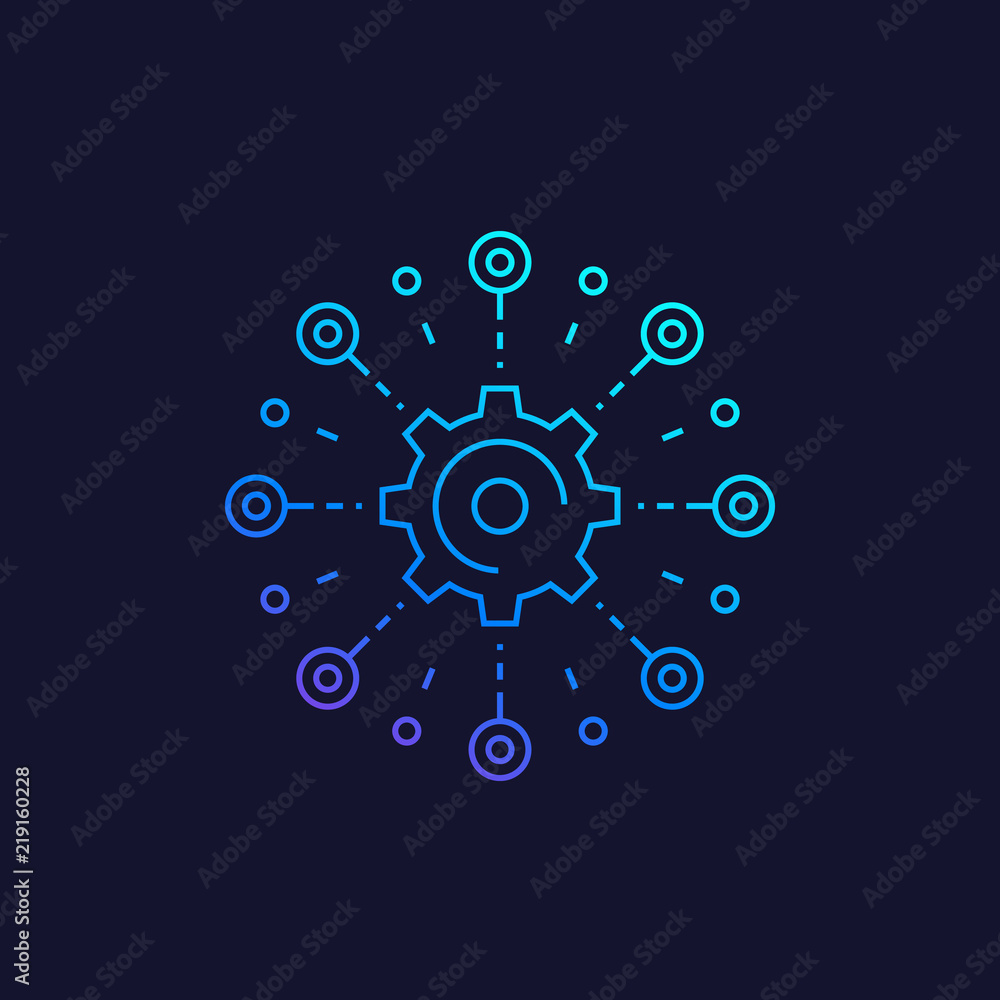 development, software integration, automation linear icon Stock Vector ...