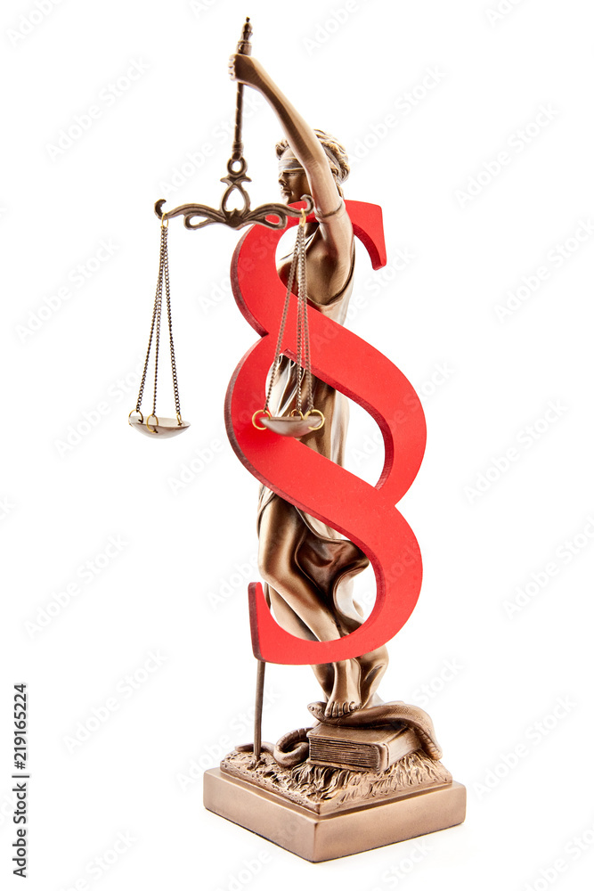 Recht und Gesetz Konzept mit Paragraph und Justitia Stock Photo | Adobe ...