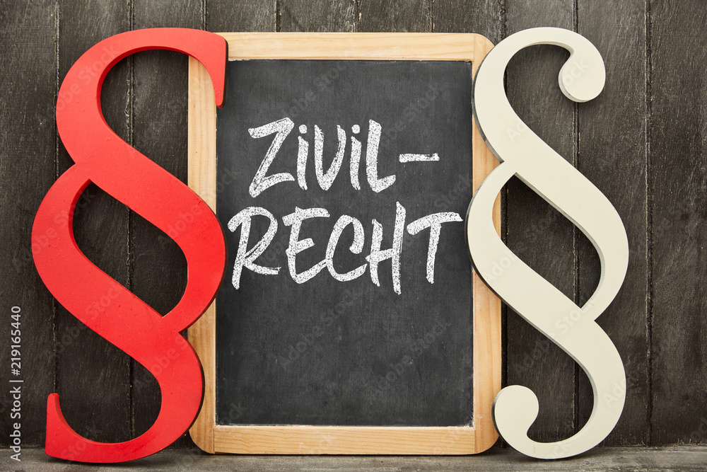 Fachanwalt für Zivilrecht Text auf Tafel neben Paragraphen Stock Photo ...