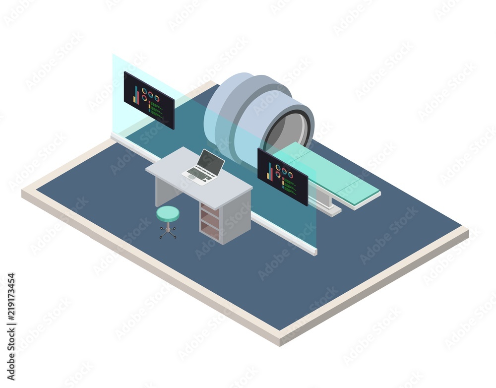 Vector isometric low poly illustration medical center hospital mri ...